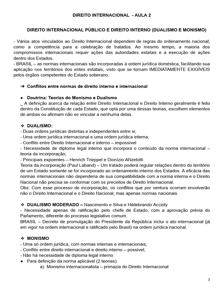 Aula 2 - Direito Internacional - 2023 | PDF | Tratado | Direito Internacional
