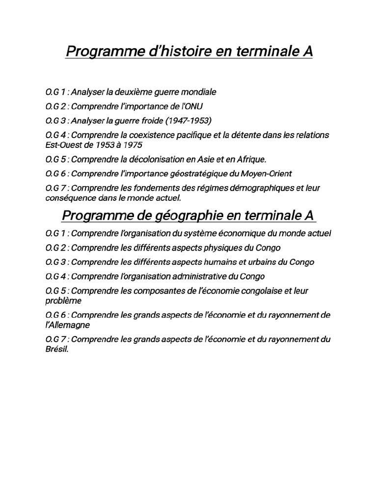 Programme Annuel HG TA | PDF