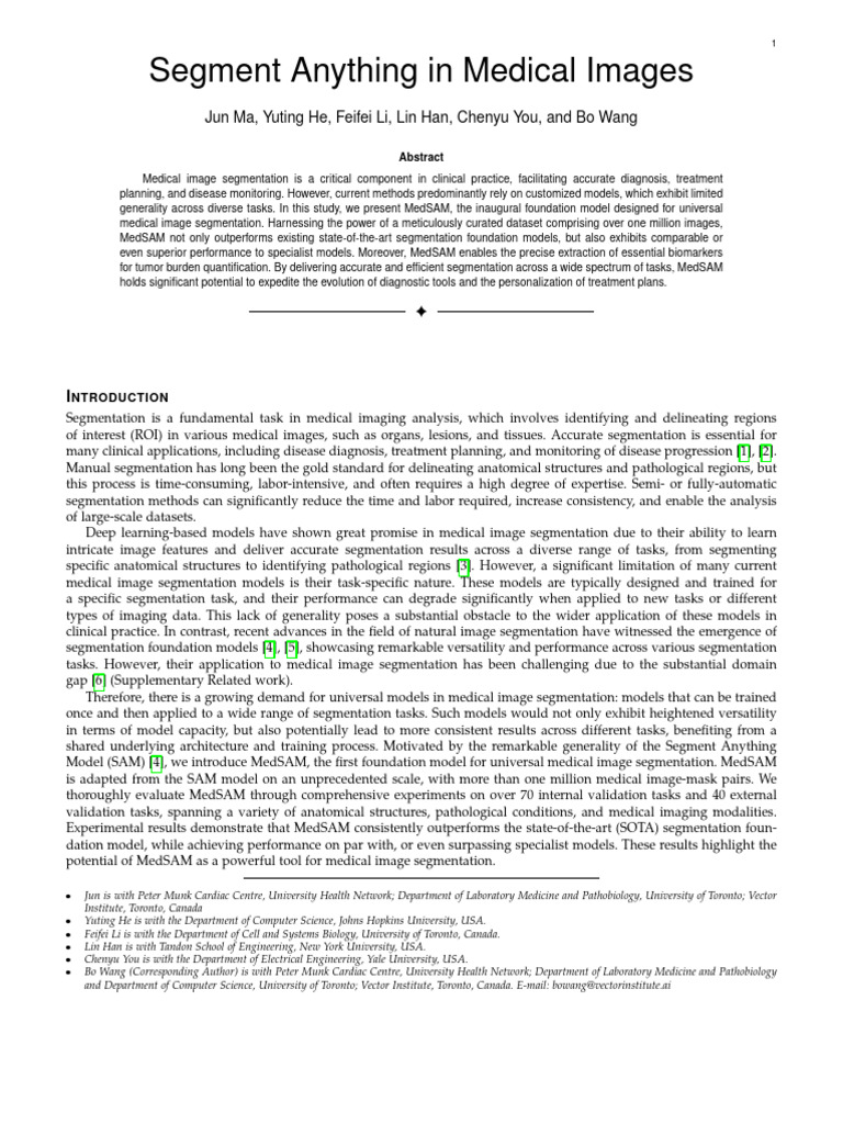 Segment Anything in Medical Images | PDF | Medical Imaging | Image Segmentation