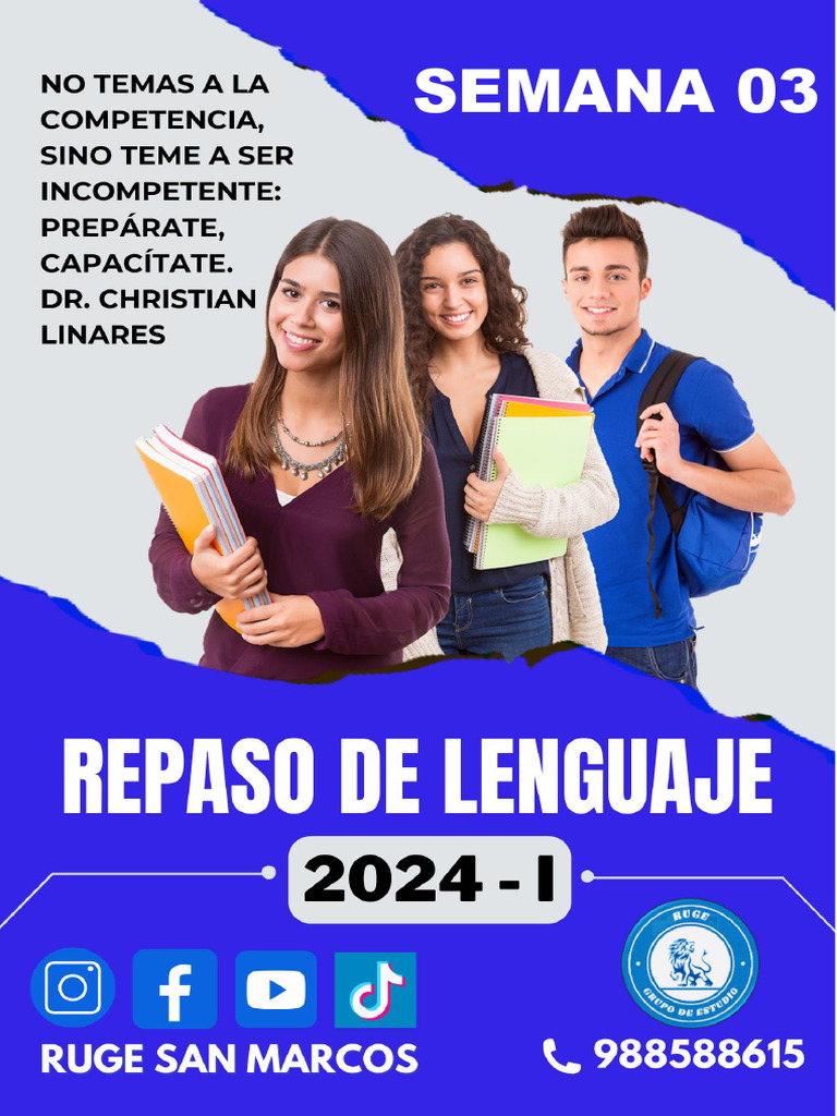 Sem. 03-Repaso de Lenguaje - Ruge 2024-I | PDF | Palabra | Numero Gramatical