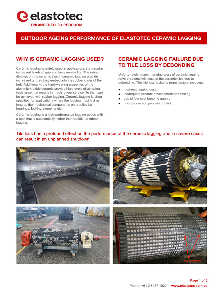 Outdoor Performance of Elastotec Ceramic Lagging | PDF | Ceramics ...