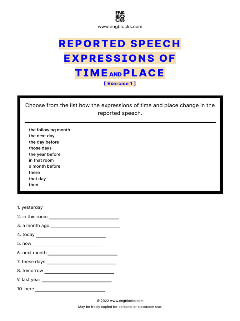 Expressions of Time and Place Conversion in Reported Speech | PDF