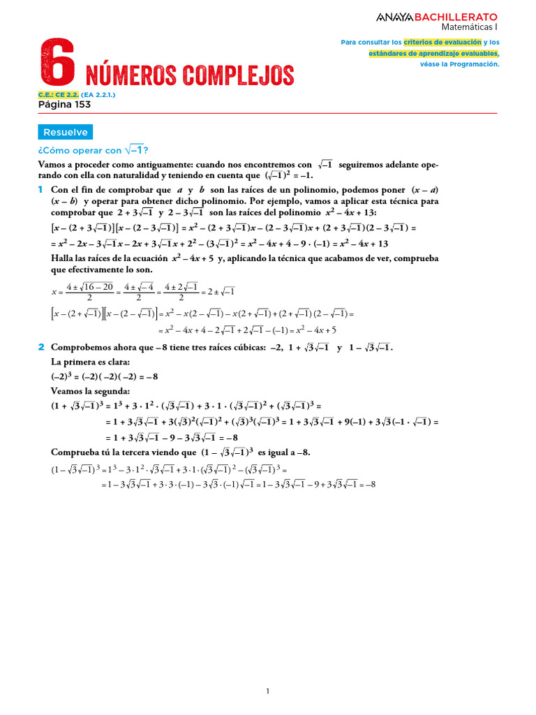 06 N Meros Complejos | PDF | Número complejo | Matemática Elemental