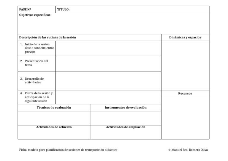 Ficha Modelo Transposicion Didactica | PDF