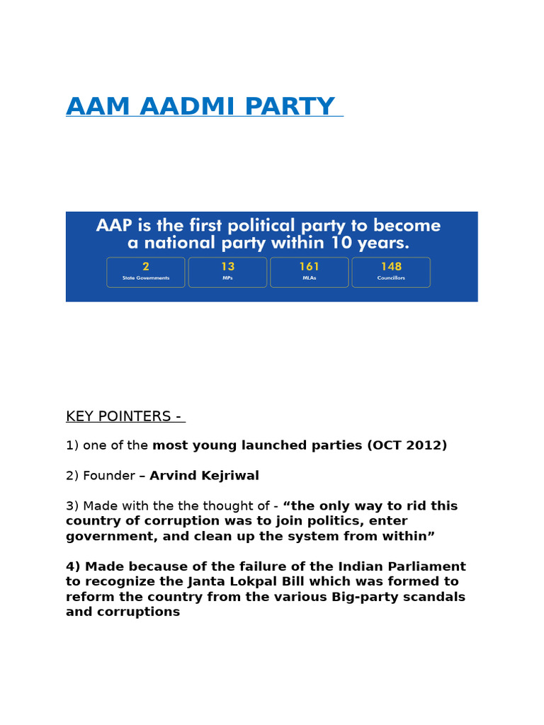 Aam Aadmi Party | PDF