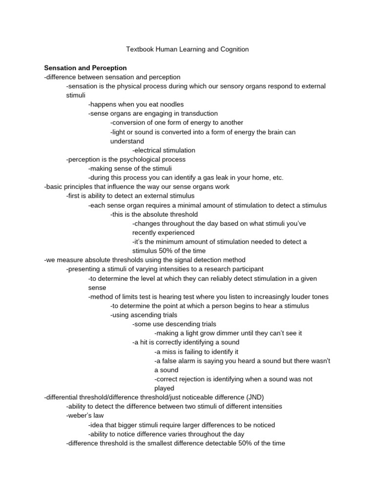 Textbook Human Learning and Cognition | PDF | Senses | Recall (Memory)