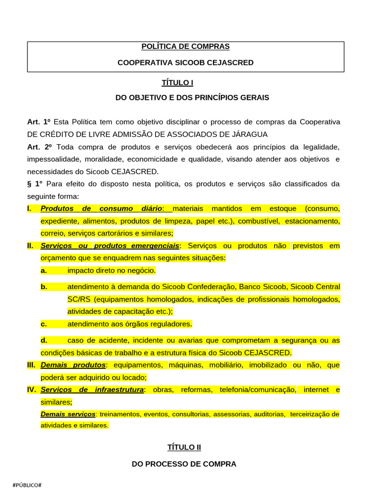 Modelo Política de Compras. | PDF | Cooperativa | Qualidade (negócios)