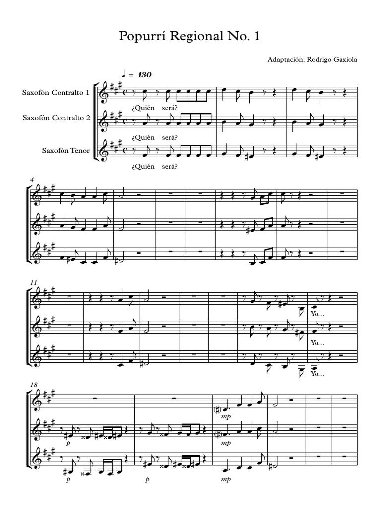 Popurrí Regional No 1 - Partitura Completa | PDF