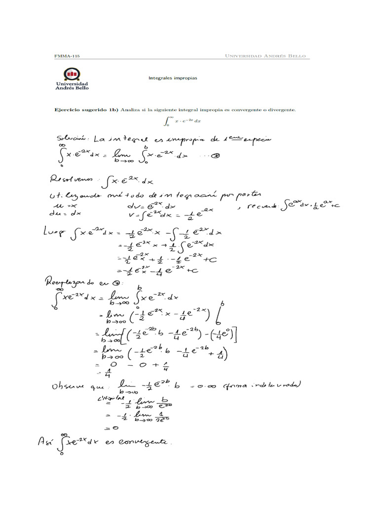 Ejercicio Sugerido 1b) Semana 7 FMMA115 | PDF