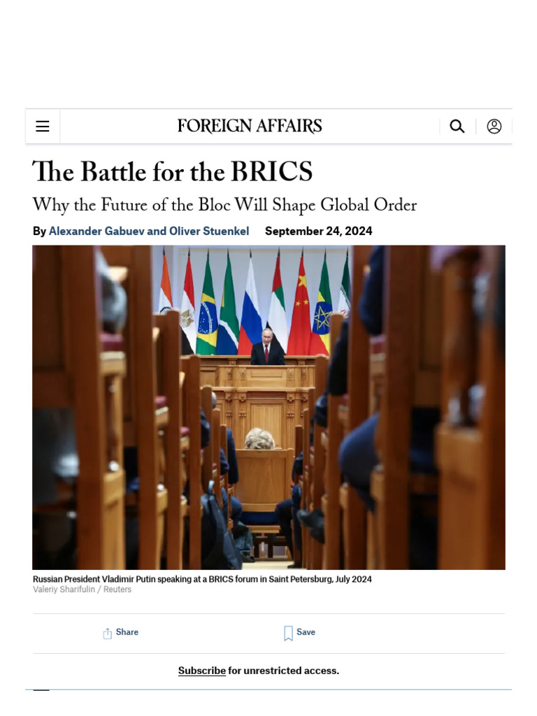 The Battle For The BRICS - Why The Future of The Bloc Will Shape Global Order | PDF | Bric | Russia