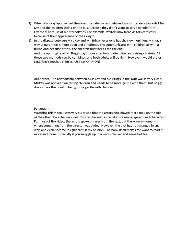 Analysis of "Our Day Out" Characters | PDF