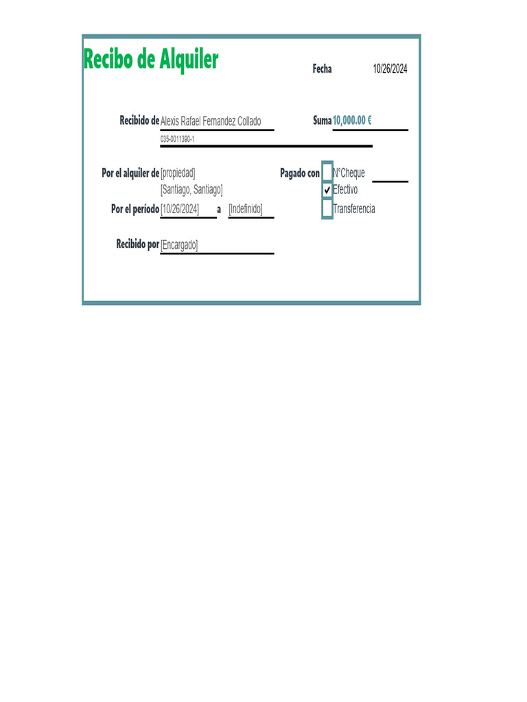 Plantilla Excel Recibo de Alquiler | PDF