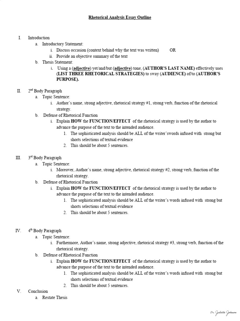Rhetorical Analysis Essay Outline | PDF | Rhetoric | Linguistics