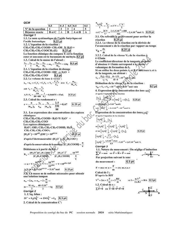 Correction PC Bac C | PDF