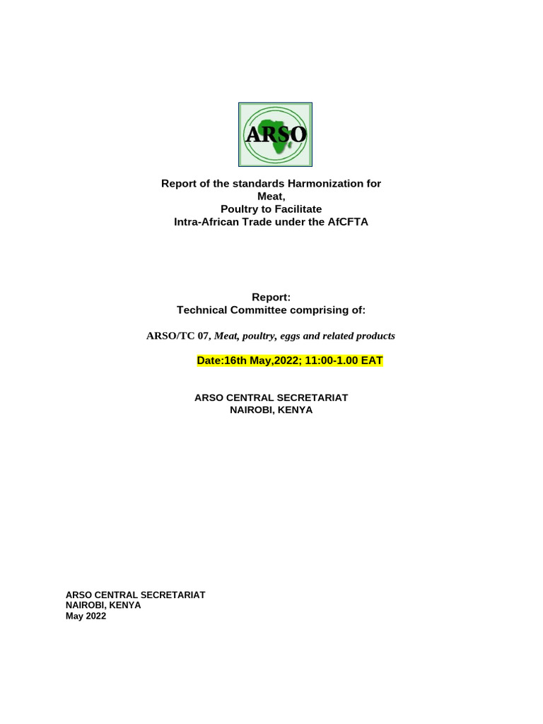 ARSO Standards for Meat and Poultry | PDF