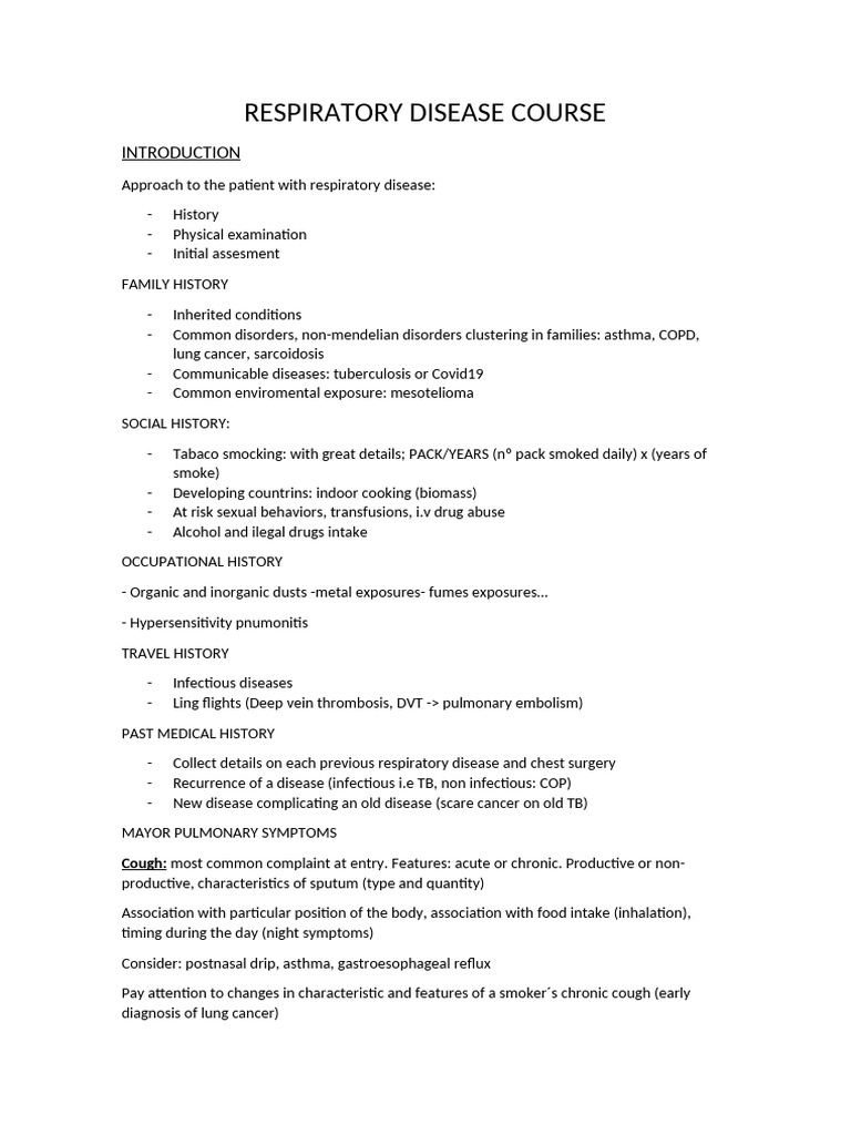 Respiratory Disease Course | PDF | Lung | Cough