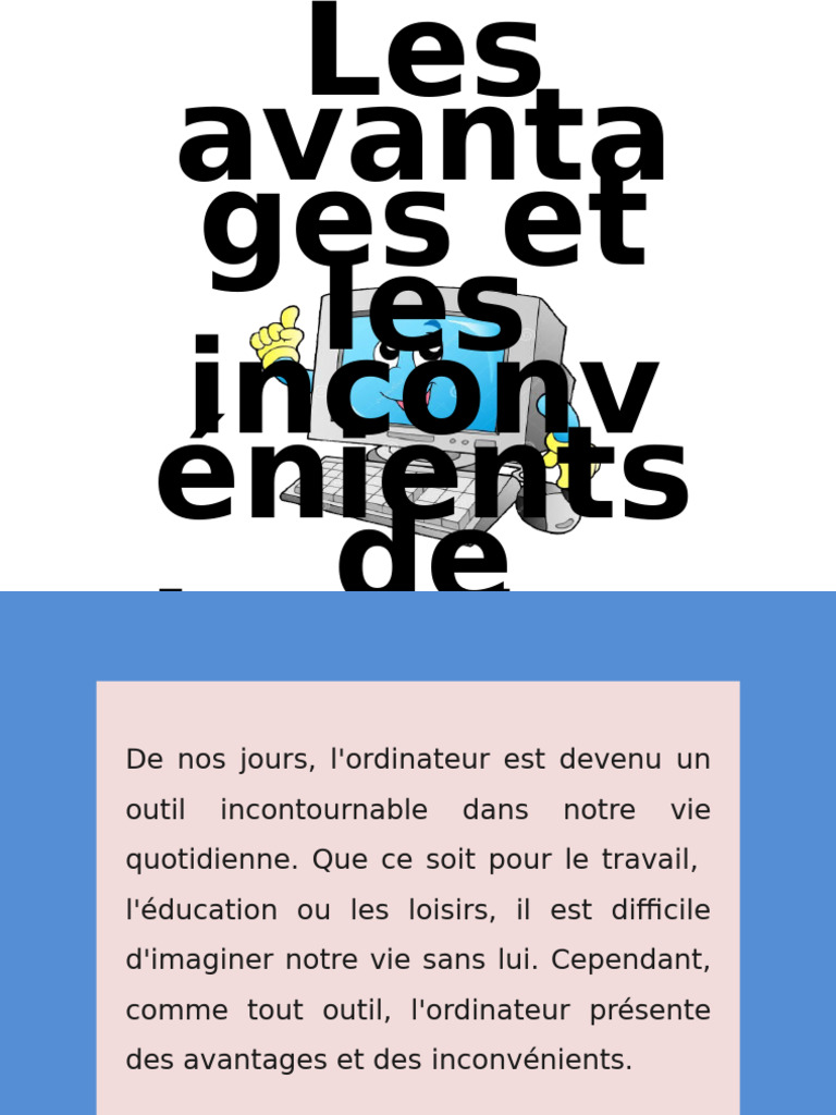 Les Avantages Et Les Inconvénients de L'ordinateur | PDF | Informatique