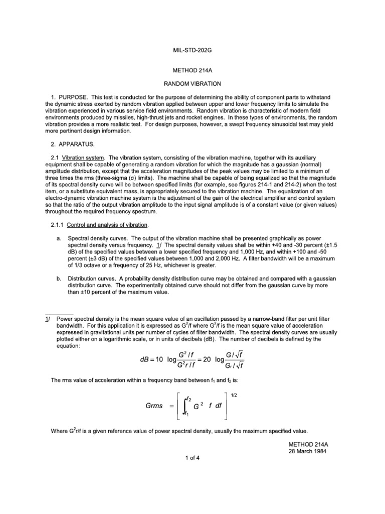 MIL-STD-202 Electronics-Electric Comp Parts - Random Vibration p135-138 | PDF