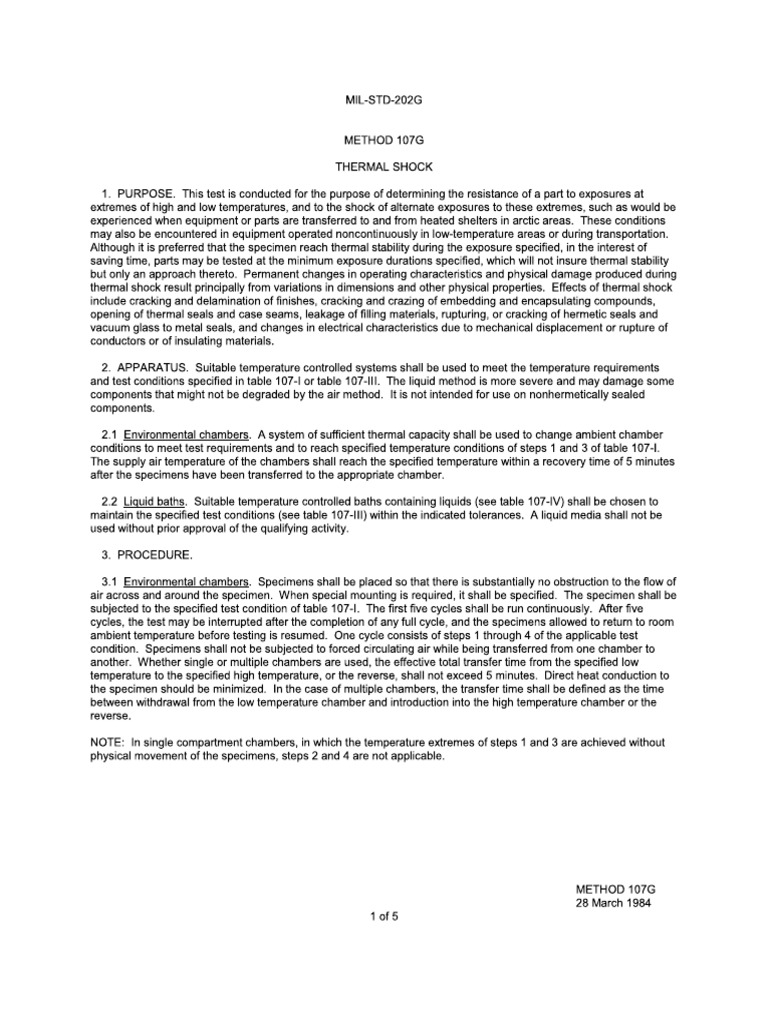 MIL-STD-202 Electronics-Electric Comp Parts - Thermalshock p31 | PDF