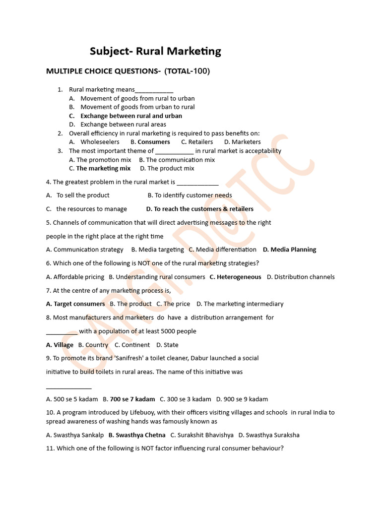 Subject MCQ RM | PDF | Market Segmentation | Marketing
