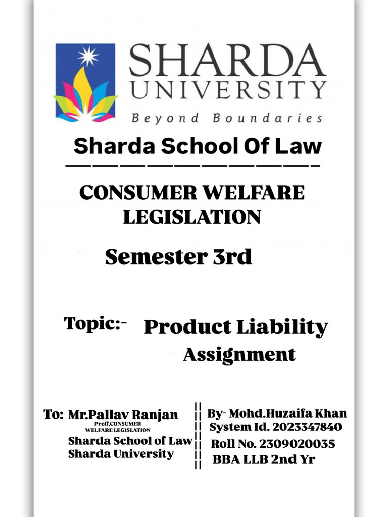 Consumer Assignment BBA LLB 2nd Yr | PDF | Product Liability | Legal Liability