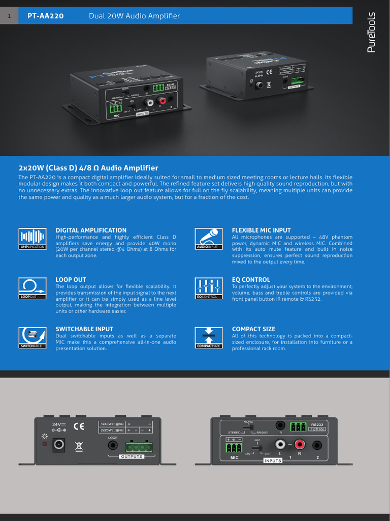 PT-AA220 Datasheet EN | PDF | Amplifier | Microphone