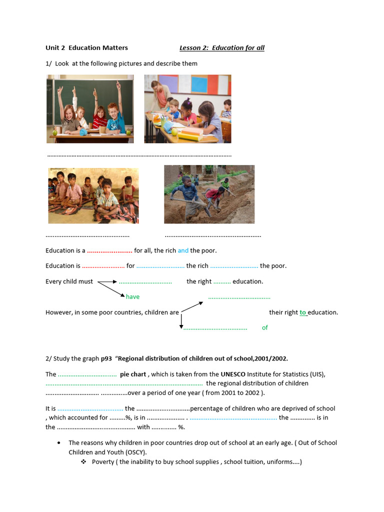 Unit 2 Education Matters Lesson 2 Education For All | PDF | Poverty | Poverty & Homelessness