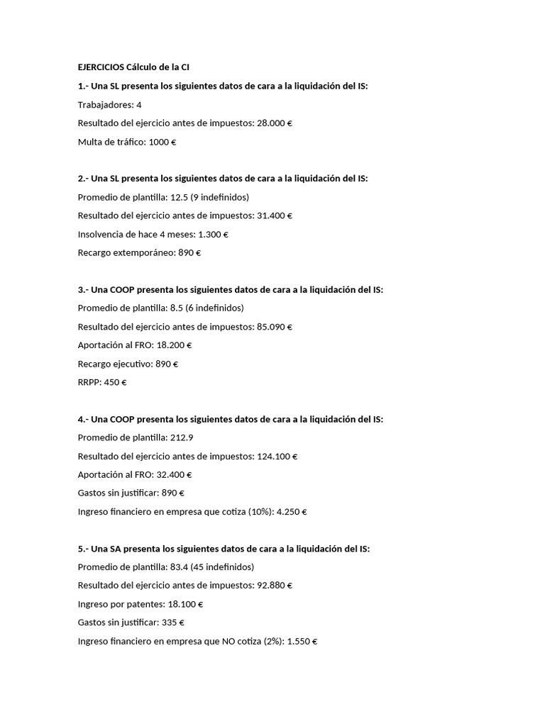 2AF3 - CyF UD2 Ejercicios Calculo CI Básico | PDF