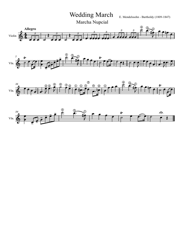 Marcha Nupcial - Felix Mendelssohn (Partitura) | PDF | Musical ...