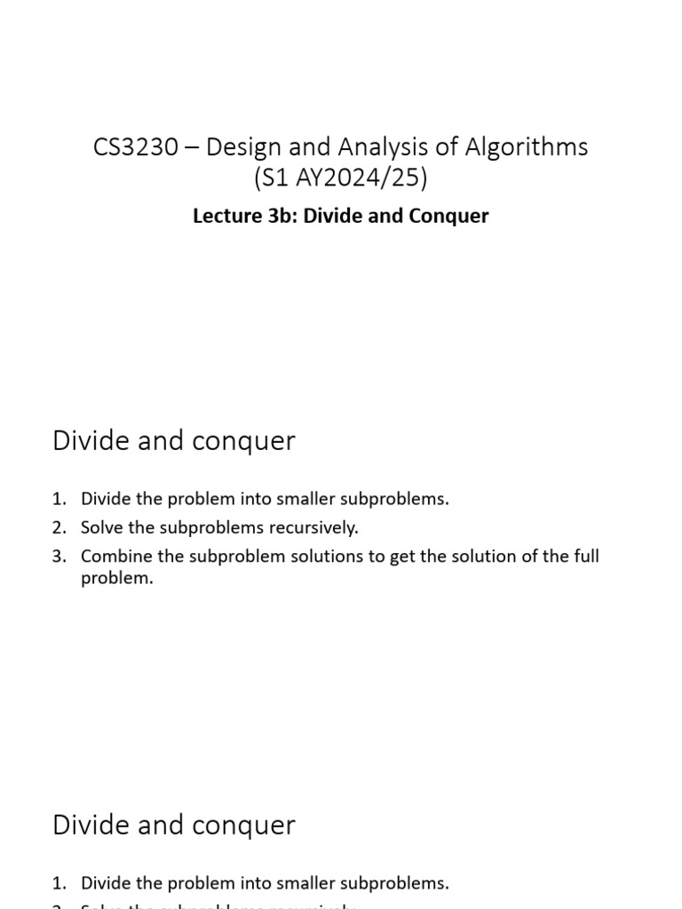 Cs3230-Lec03b-Full Version | PDF | Algebra | Mathematics Of Computing