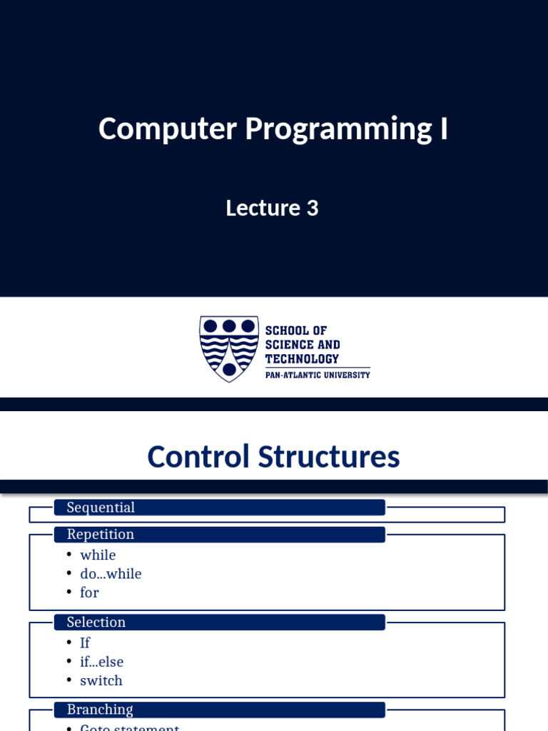 CSC201 Lecture 3 Slide | PDF | Control Flow | Parameter (Computer Programming)