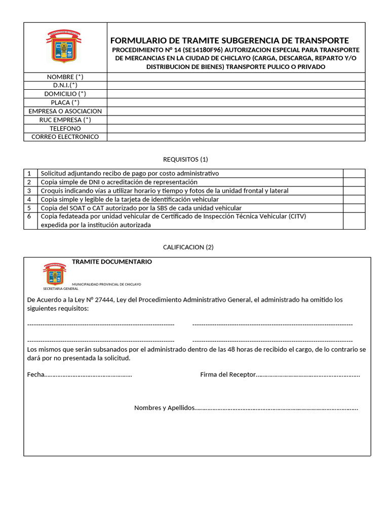 Formulario Carga y Descarga 2024 | PDF