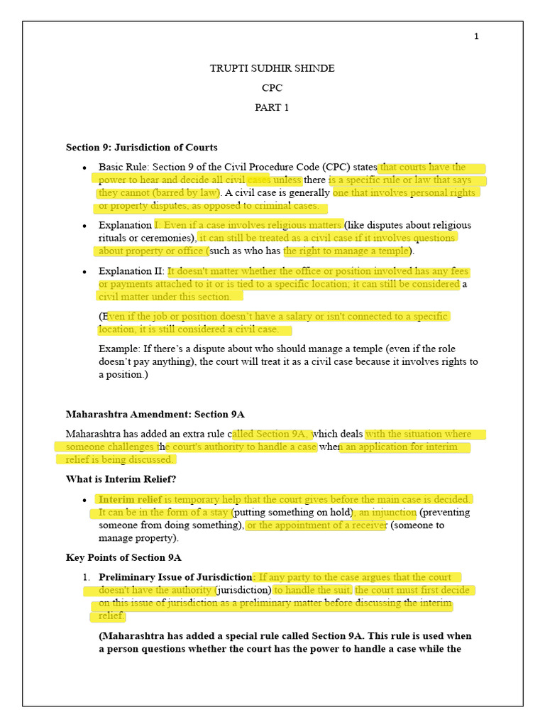 CPC Part 1. | PDF | Lawsuit | Judgment (Law)