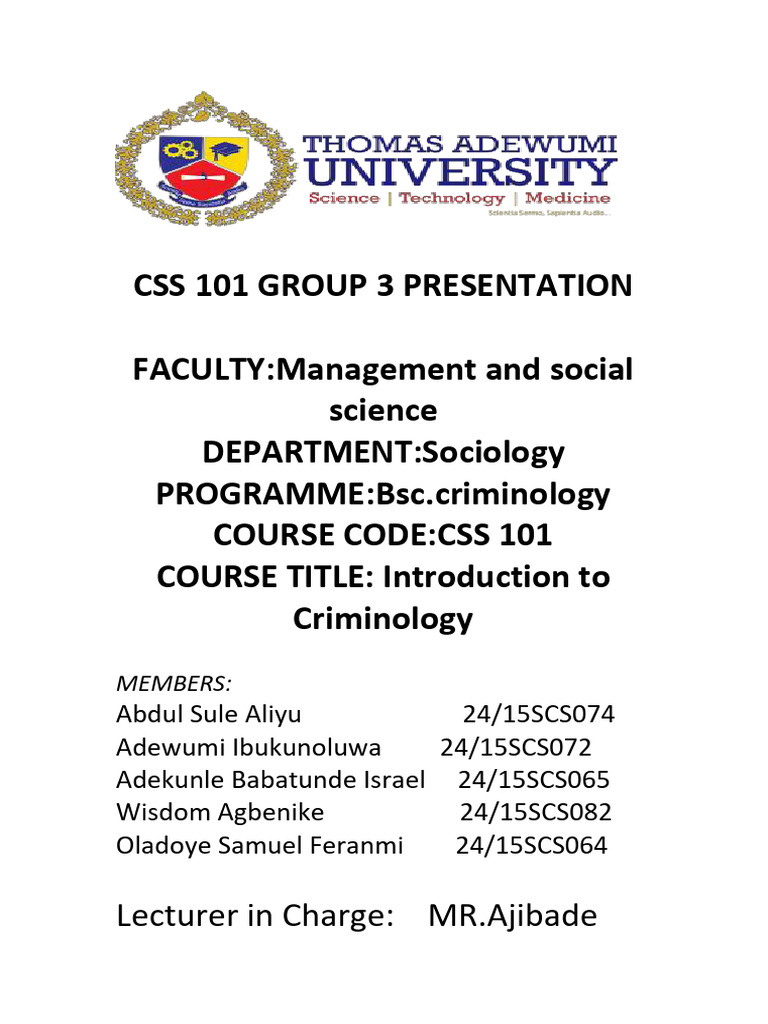 Css 101 Group 1 Presentation | PDF | Crime & Violence | Crimes