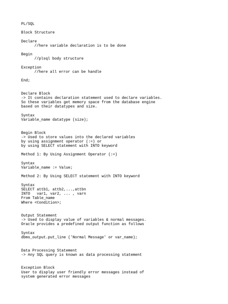 PL-SQL Syntax | PDF PL-SQL Syntax | PDF