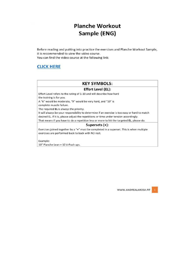 Planche Best Exercises Program | PDF