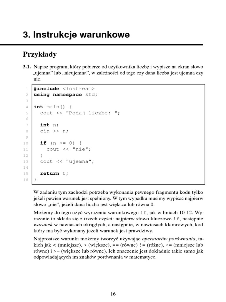 3. Instrukcje warunkowe | PDF
