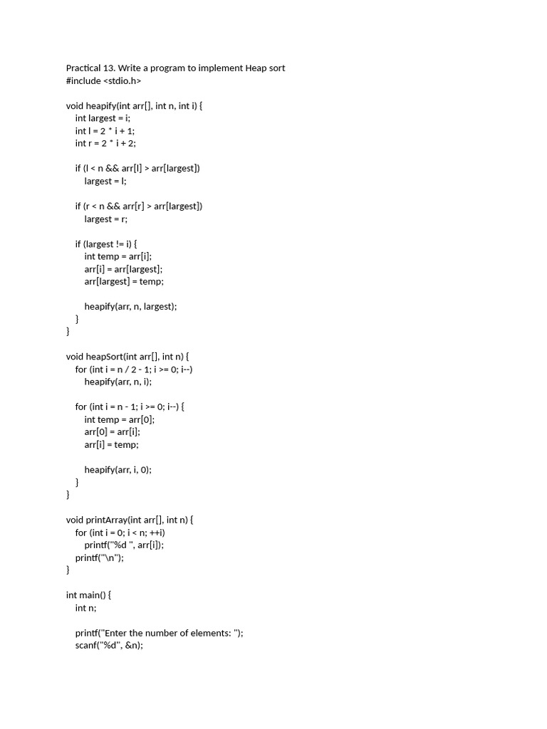 Heap Sort Program Guide | PDF