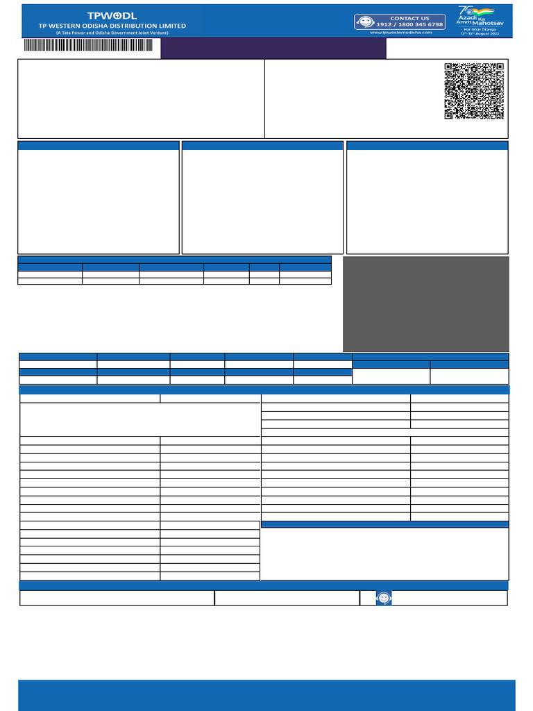 Bill of Supply For Electricity: Area Details Connection Details Supply ...