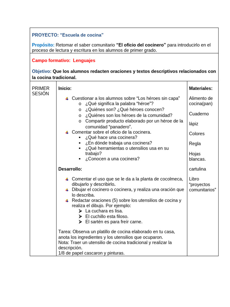 Proyecto La Escuela de Cocina | PDF | Preparación de comida y bebida ...