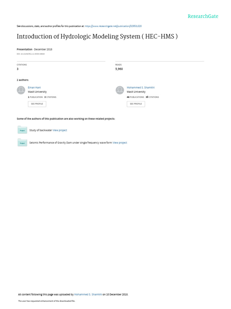 Hydrologic-Modeling-system | PDF | Drainage Basin | Discharge (Hydrology)