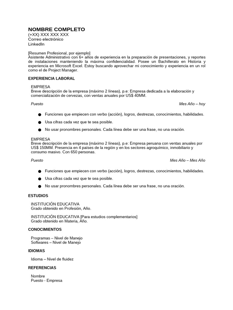 Plantilla - Modelo 2 | PDF