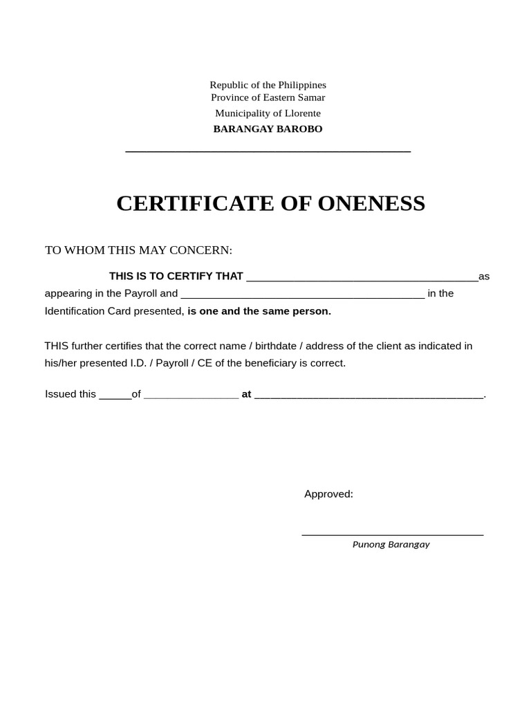Certificate of Oneness Teachers | PDF