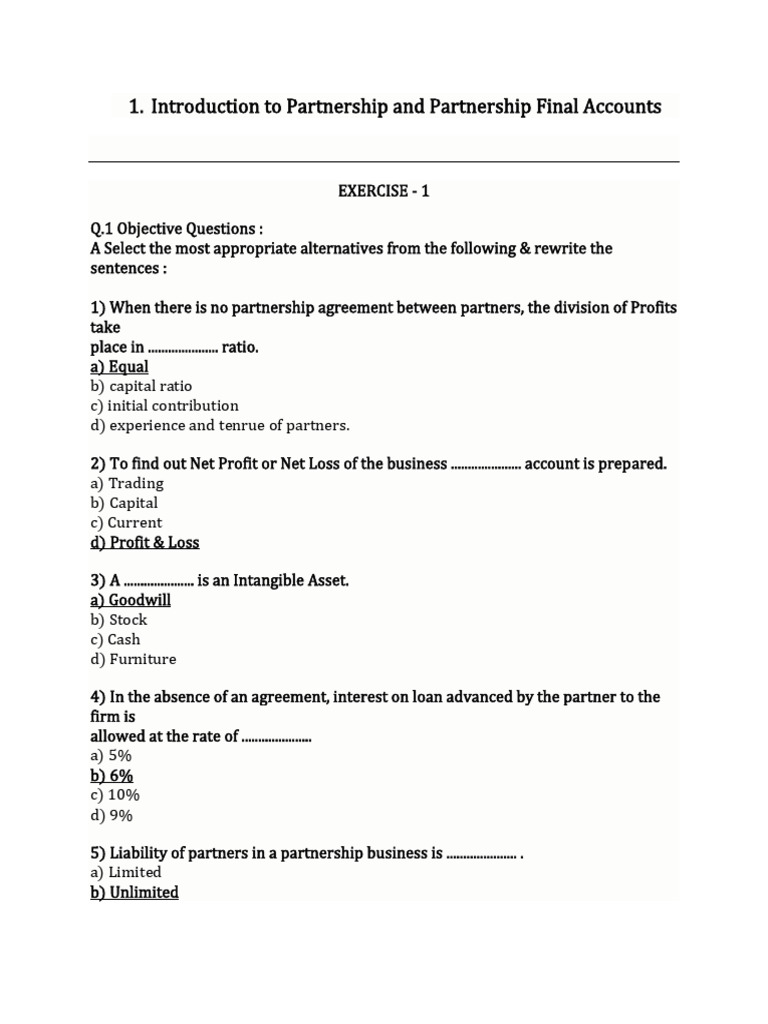 Mind Faces Chapter 1 - Intro To Partnership | PDF | Expense | Debits And Credits