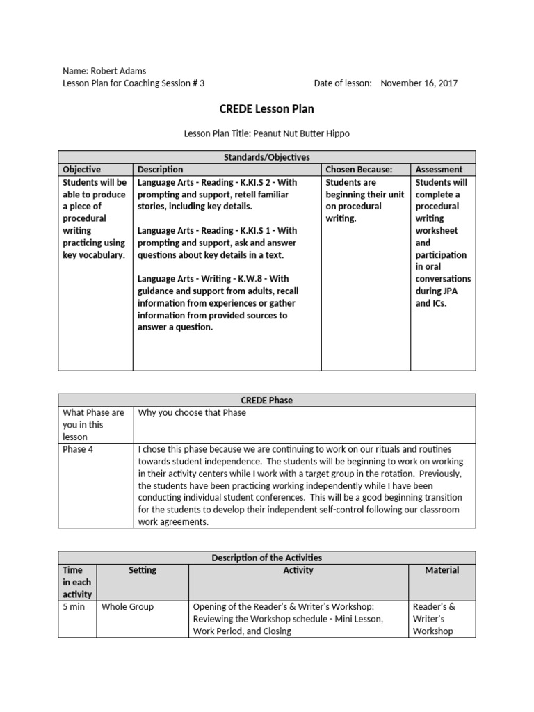 Free Kindergarten Lesson Plan Template | PDF | Cognition | Human ...