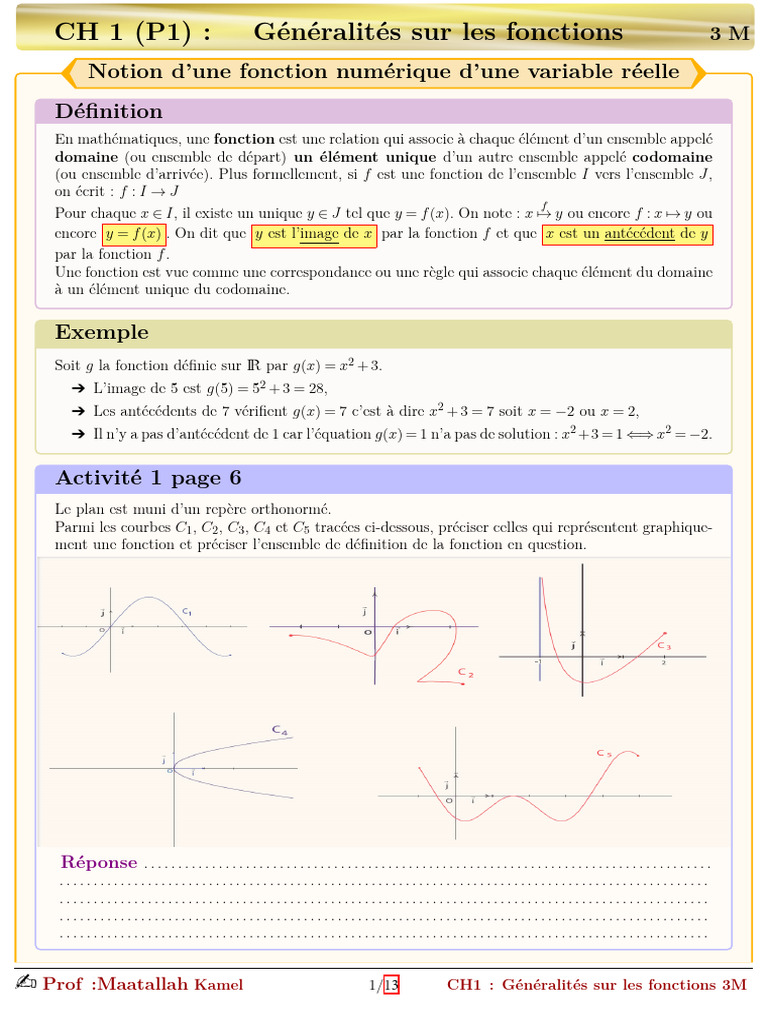 Introduction aux fonctions numériques | PDF | Fonction monotone ...