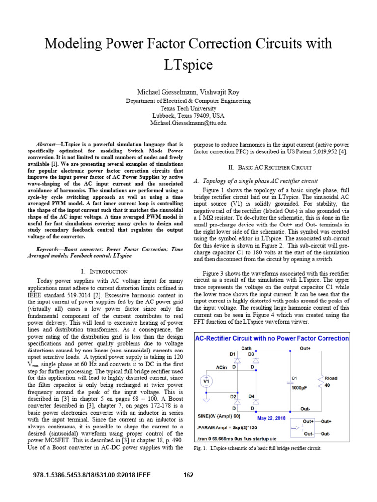 Modeling Power Factor Correction Circuits With LTspice | PDF | Rectifier | Power Supply