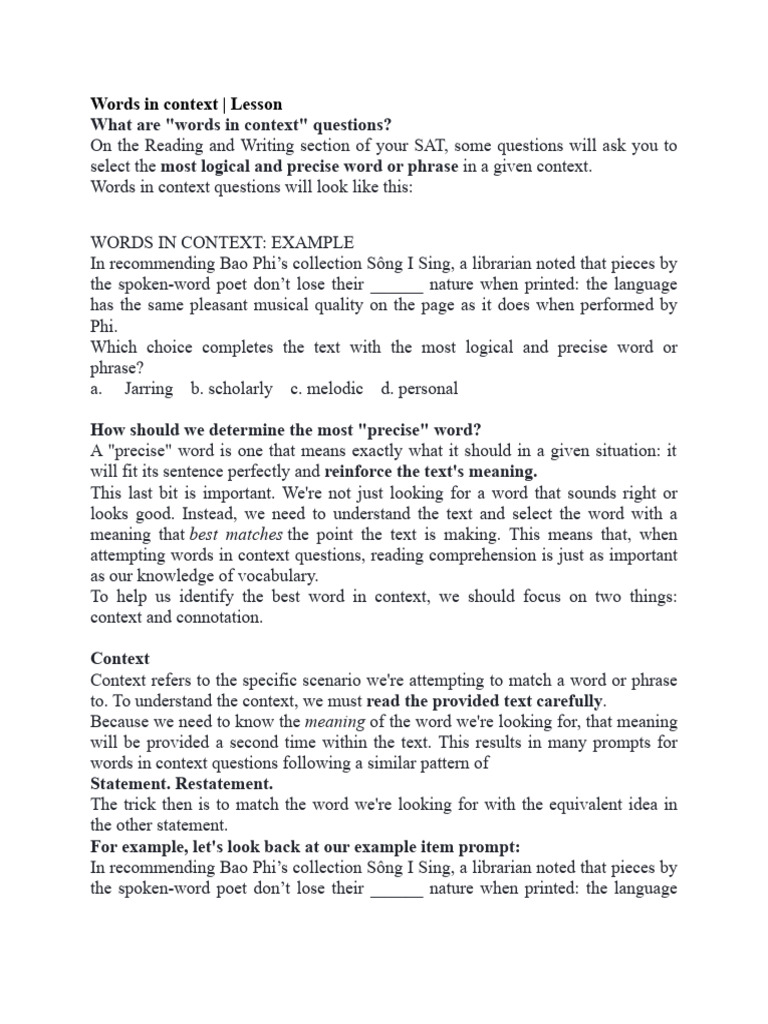 Understanding Words in Context | PDF | Reading Comprehension