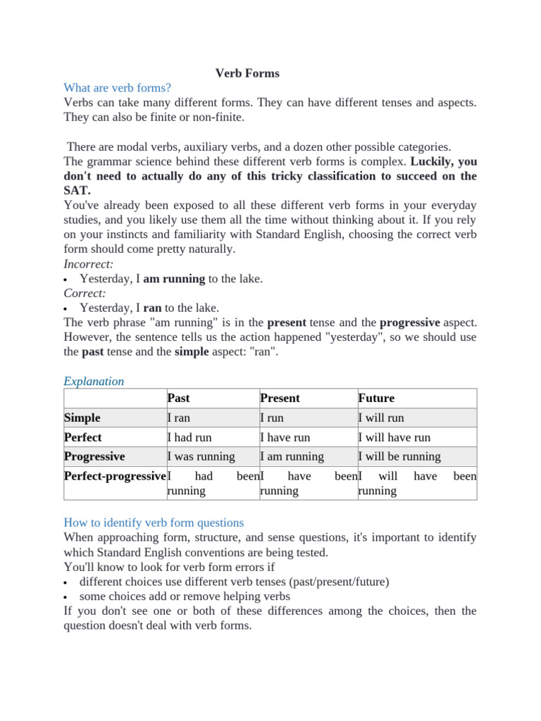 Verb Forms (Digital) | PDF | Verb | Linguistics