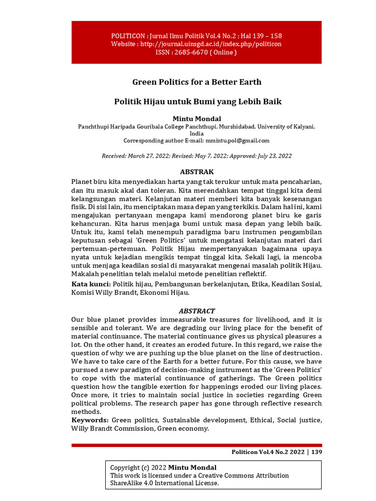 Green Politics For A Better Earth | PDF | Sustainability | Sustainable ...